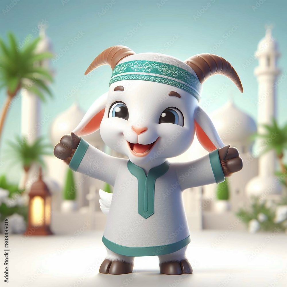 3D Render of A Cute Happy Goat Celebrating Eid ul Adha Feast, Join the ...