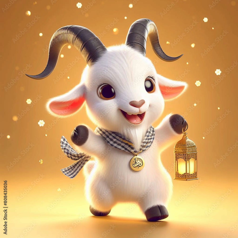 3D Render of A Cute Happy Goat Celebrating Eid ul Adha Feast, Join the ...
