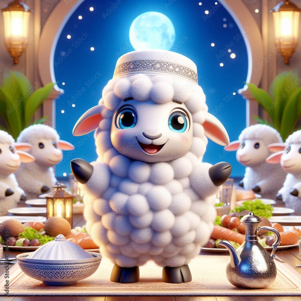 3D Render of A Cute Happy Goat Celebrating Eid ul Adha Feast, Join the ...