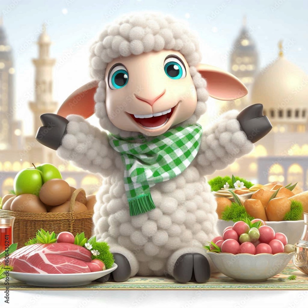 3D Render of A Cute Happy Goat Celebrating Eid ul Adha Feast, Join the ...