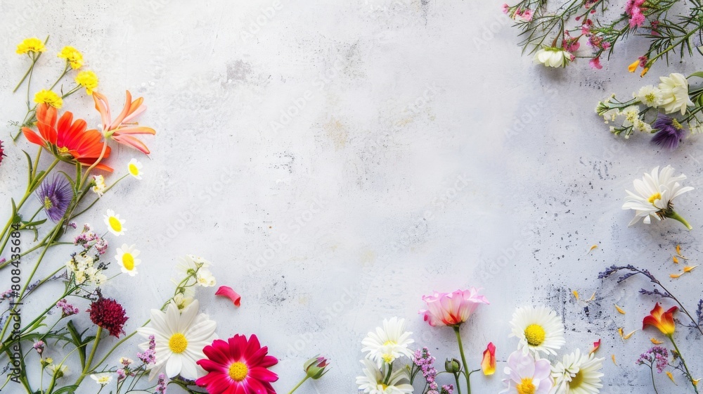 Refreshing Floral Computer Wallpaper with Varied Edges and Central ...