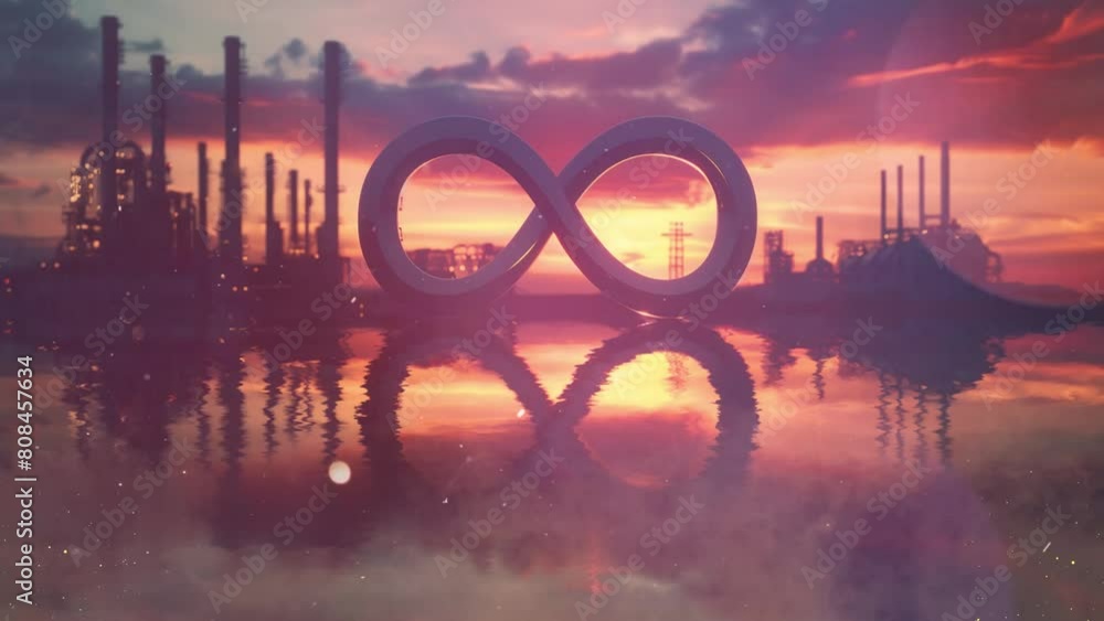 an industrial infinity symbol representing continuous. seamless looping ...
