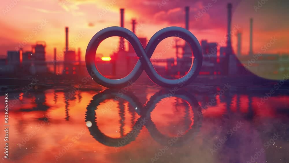 an industrial infinity symbol background, seamless looping overlay 4k ...