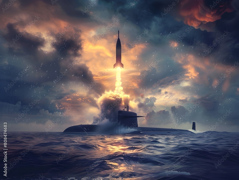 Massive Nuclear Submarine Emerges from Depths to Launch ...