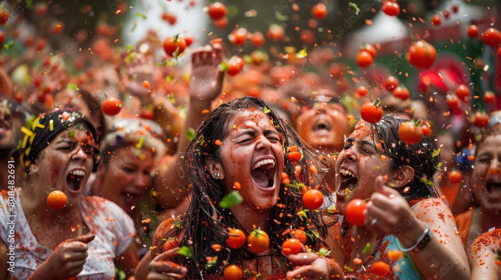 Amidst a sea of red, laughter resonates through the air as people of ...