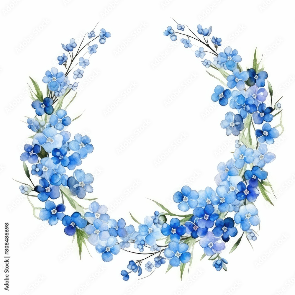 forget-me-not themed frame or border for photos and text. watercolor ...