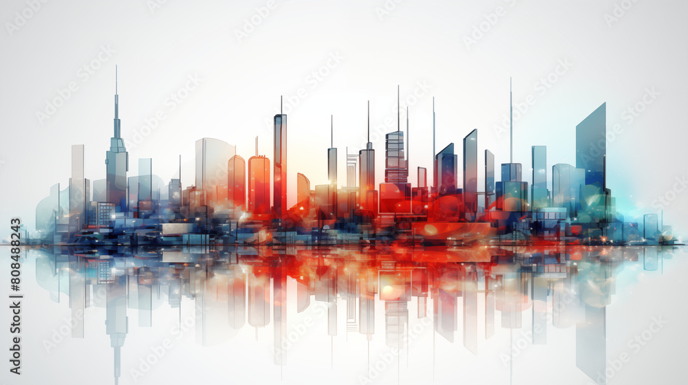 Abstract city building skyline metropolitan area in contemporary color ...