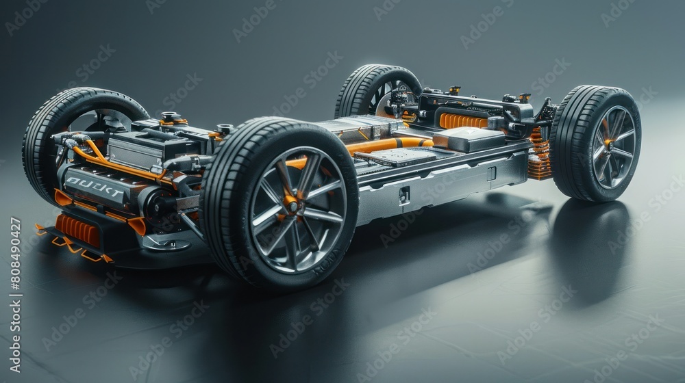 futuristic concept of an electric vehicle's powertrain system ...