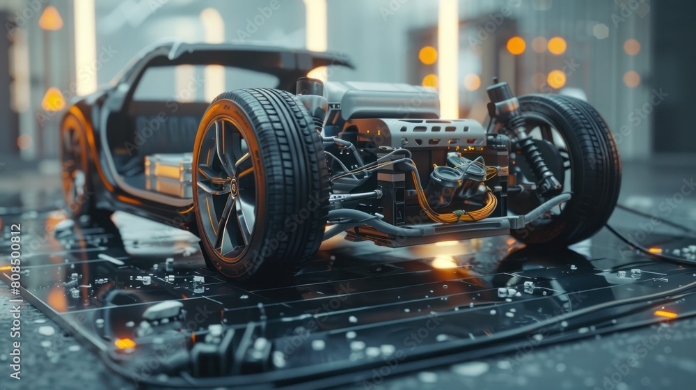 step-by-step animation of an electric vehicle's powertrain system in ...