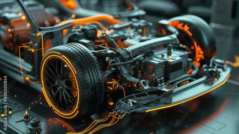 step-by-step animation of an electric vehicle's powertrain system in ...