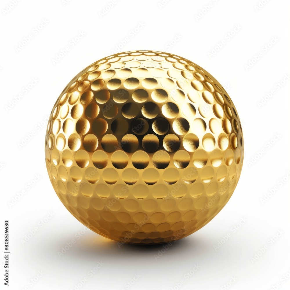Design a 3D icon of a luxurious gold golf ball, its polished surface ...