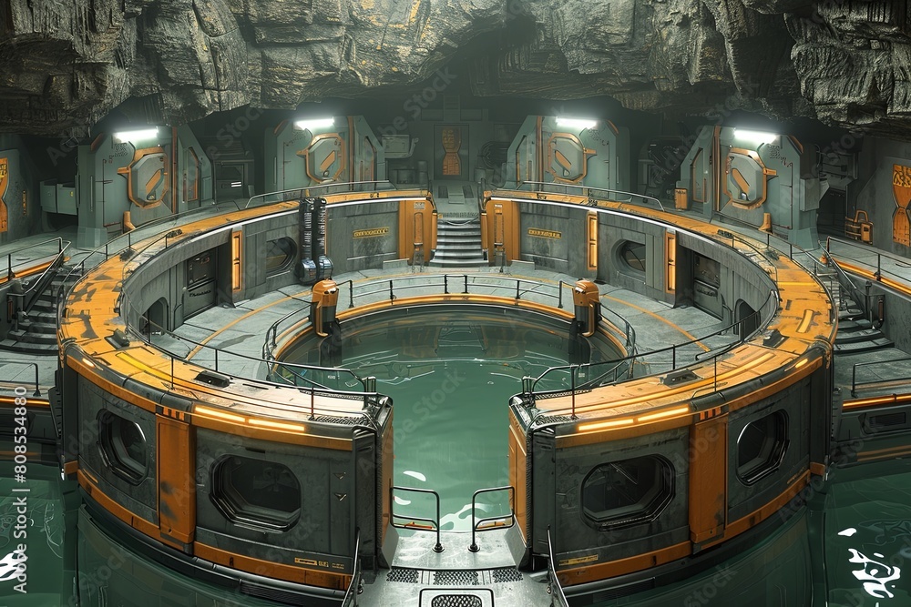 Neon Dystopia: Futuristic Cyberpunk Architecture in Glowing Metallic ...