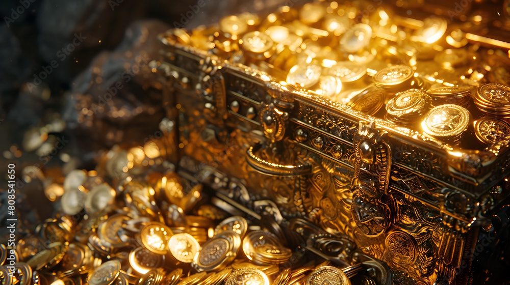 Gleaming Golden Treasure Hoard,Piles of Shimmering Coins,Jewels,and ...