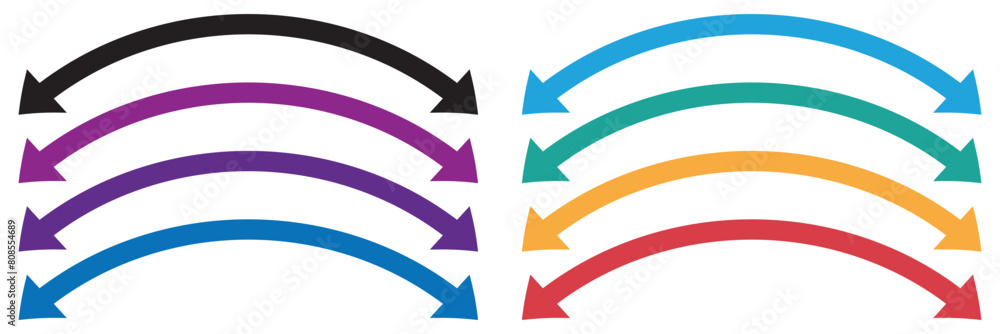 Dual sided arrow. Curved arc shape. Semicircular thin double ended ...