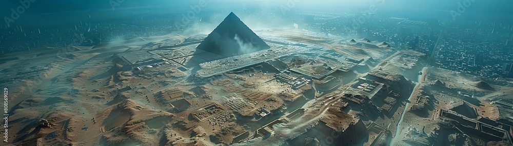 Aerial top down view of Giza Pyramid Complex also called Necropolis is ...