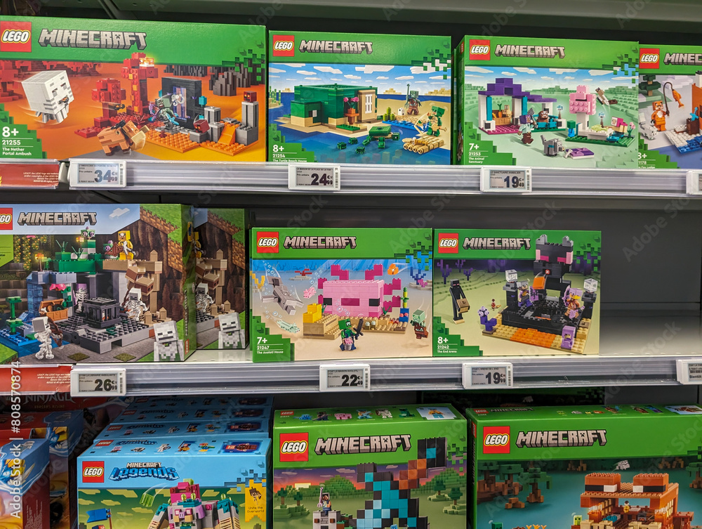 France, April 26, 2024: LEGO Minecraft Toy Sets Displayed on Store ...