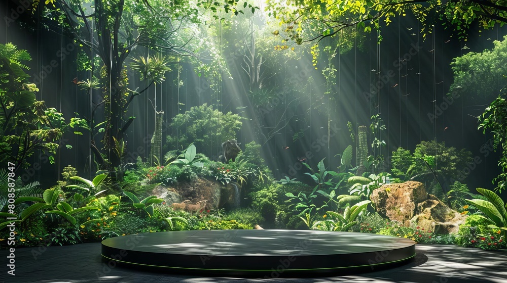 Interactive LED podium in a digital forest with animated wildlife and ...