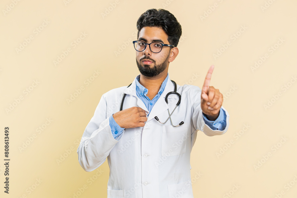 I am don't want it, not me. Confused Indian young doctor cardiologist ...