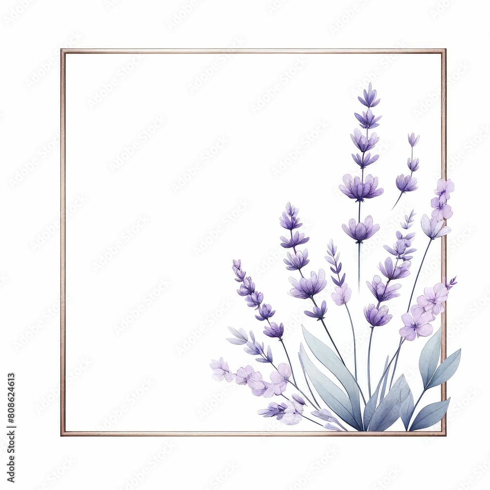 lavender themed frame or border for photos and text. watercolor ...