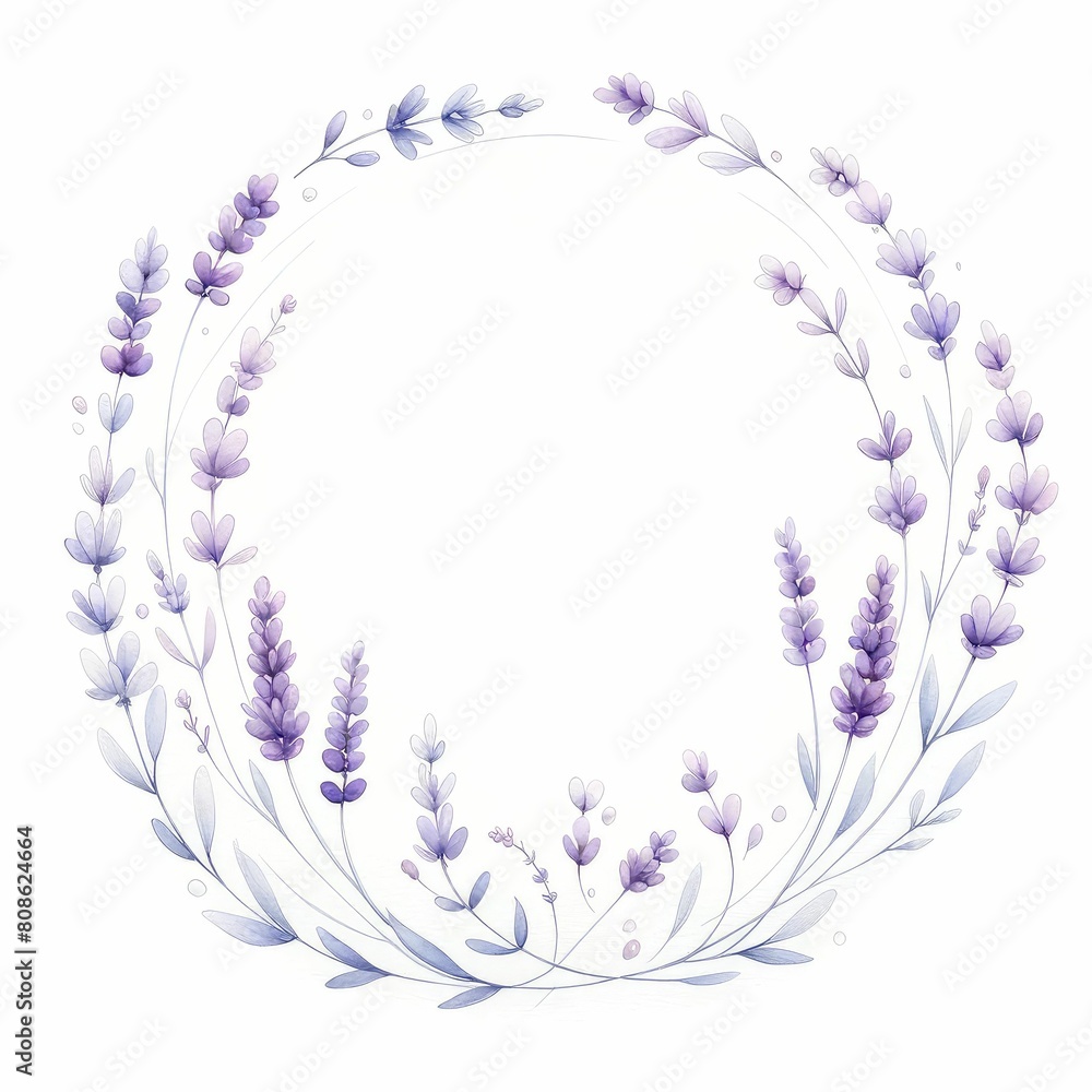 lavender themed frame or border for photos and text. watercolor ...