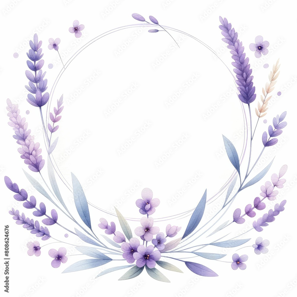 lavender themed frame or border for photos and text. watercolor ...