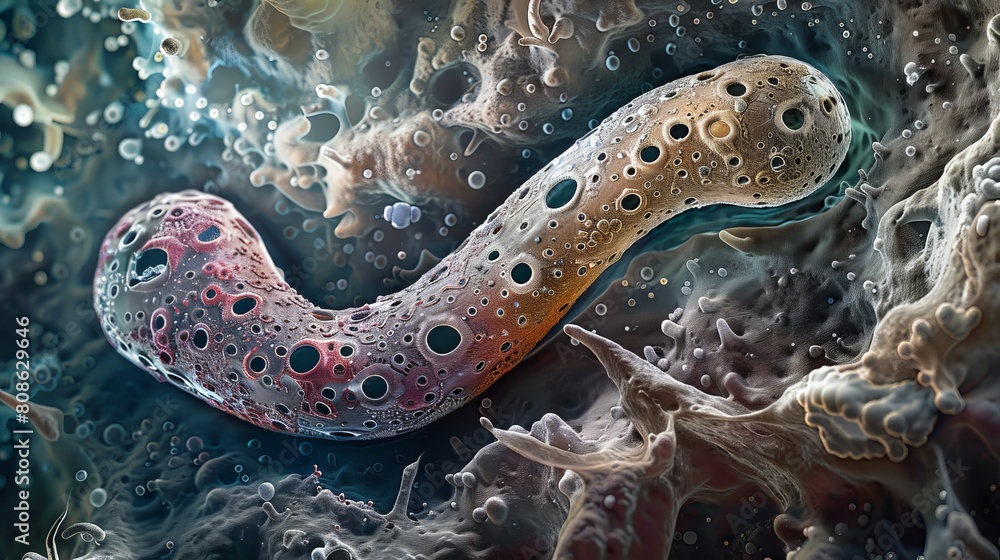 Microscopic world revealed in a raw detailed illustration of a soil ...