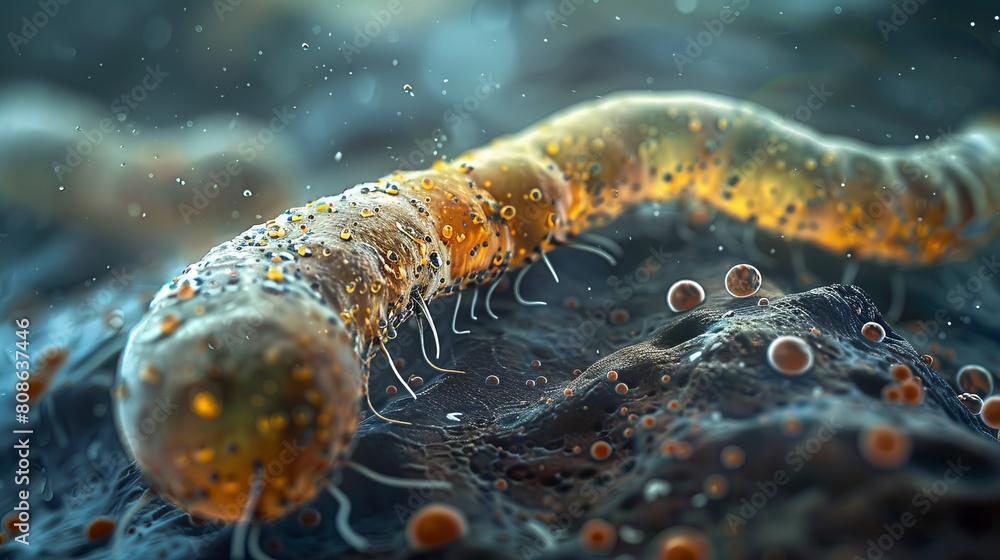 Scientifically accurate close-up image of a soil nematode, detailed and ...