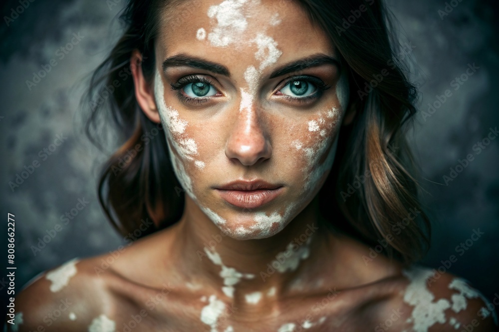 Leukoderma. Vitiligo. Violation of skin pigmentation. Large white spots ...