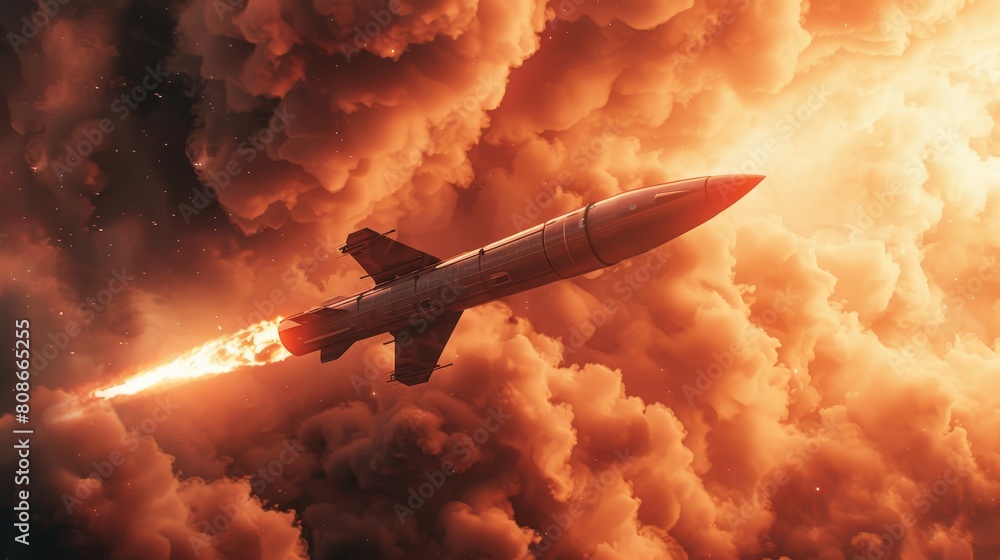 Vivid close-up showcasing a hypersonic missile launch from a rocket ...