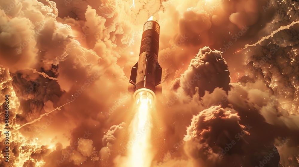 Vivid close-up showcasing a hypersonic missile launch from a rocket ...