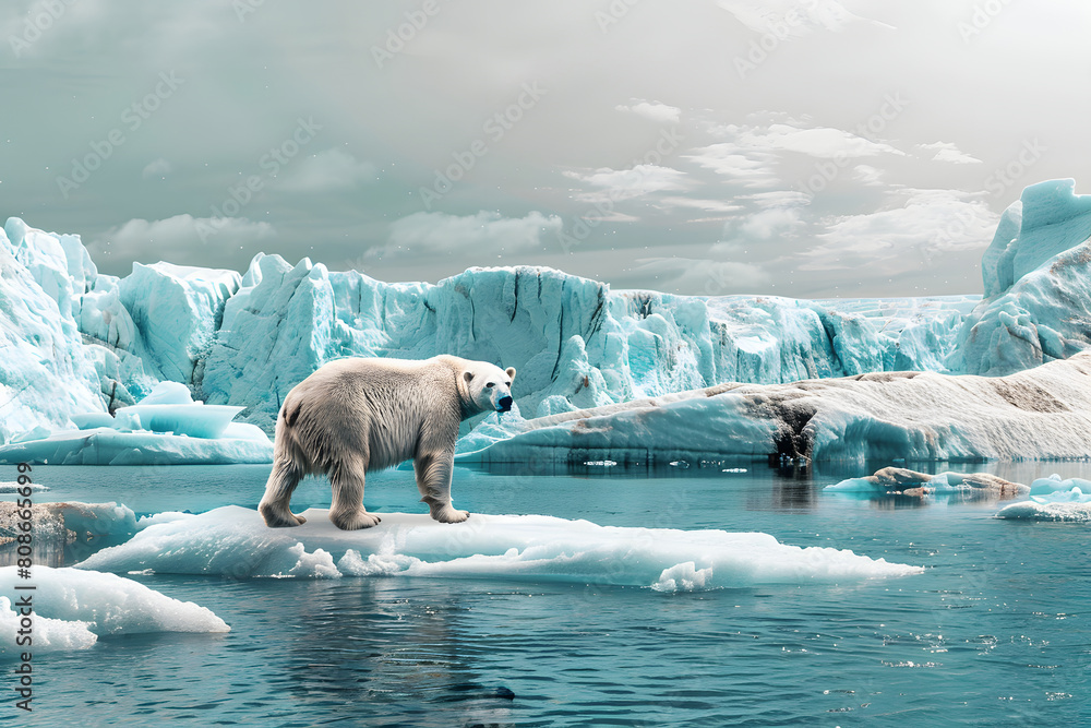 地球温暖化のイメージ、シロクマと南極北極 Stock Illustration | Adobe Stock