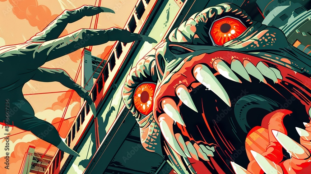 Glowing eyes, jagged teeth, a menacing creature creeping through the ...