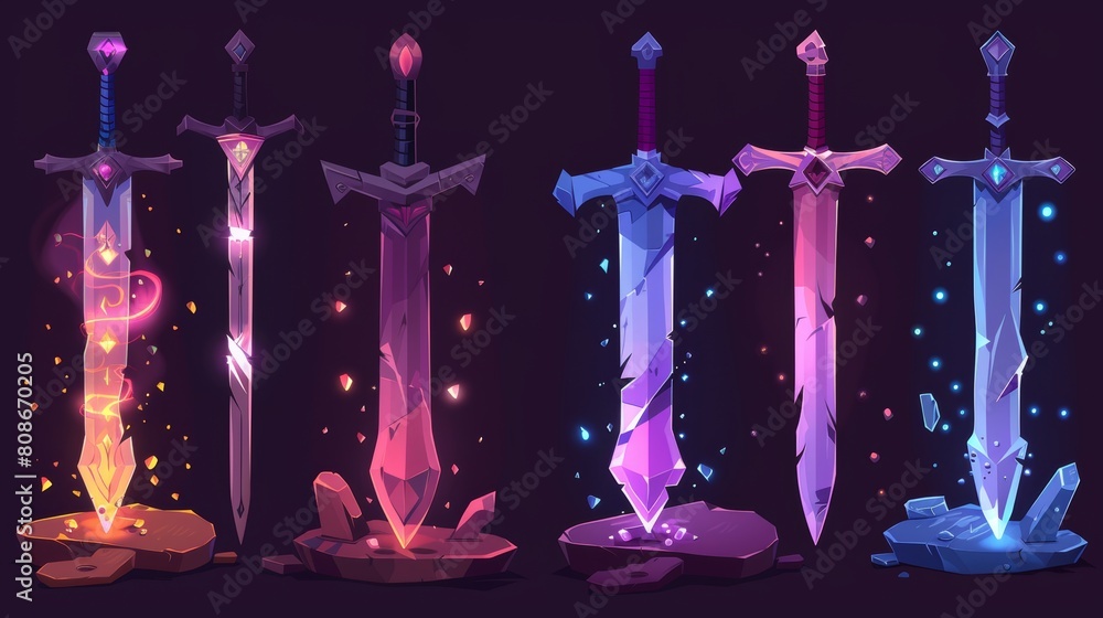 Illustration of sword in stone, afterwords for Excalibur, knight Arthur ...