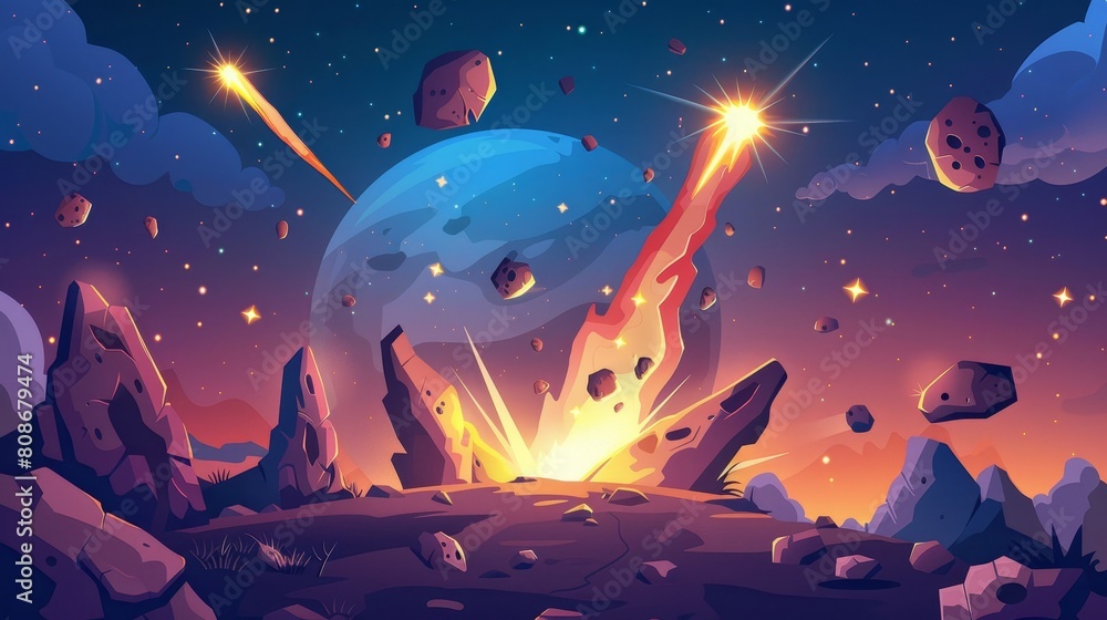 The impact of an asteroid or meteorite below the surface of a planet ...