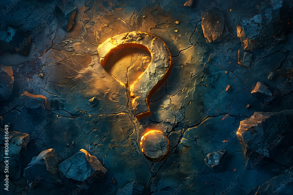 Ilustração do Stock: A question mark is carved into a rock. The rock is ...