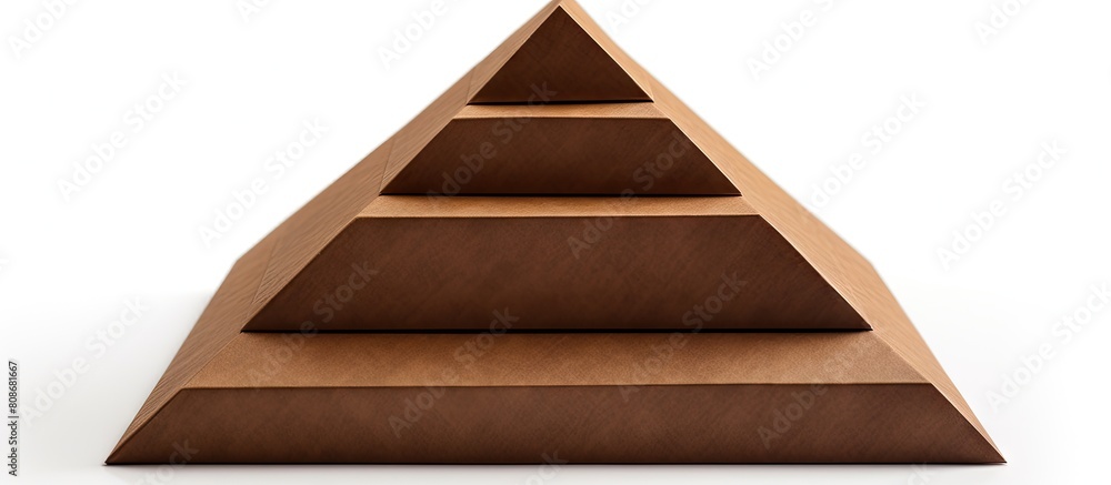 A handmade folded cardboard pyramid gift box in brown isolated on a ...