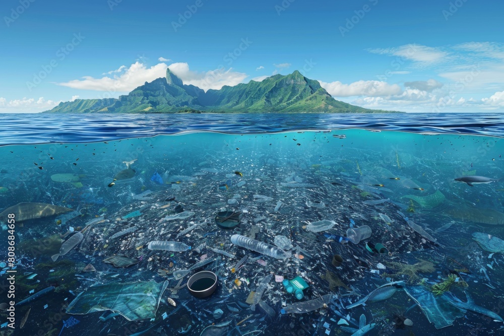 Great Pacific Garbage Patch of ocean pollution Stock Photo | Adobe Stock