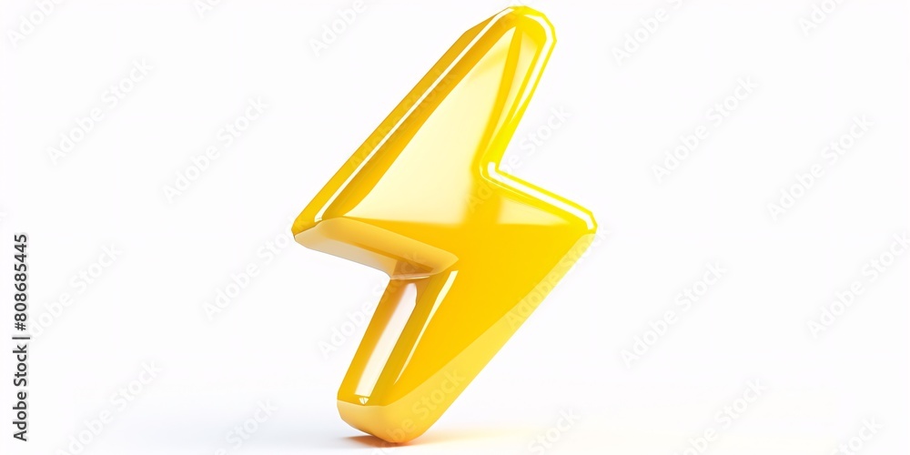 Electricity halts peril. Thunderbolt symbol golden shade. Lifelike 3d ...