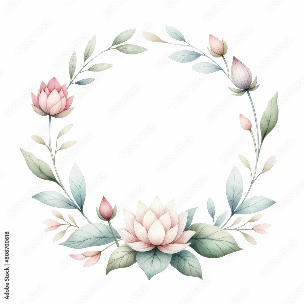 lotus flower themed frame or border for photos and text. watercolor ...