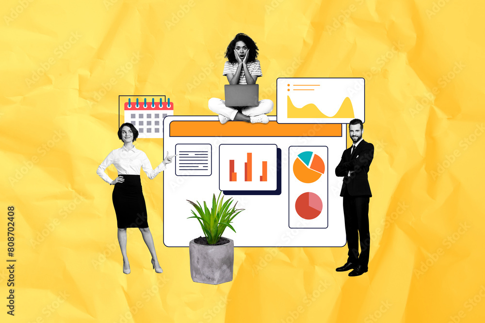 Creative collage template of best team ever colleagues doing status ...