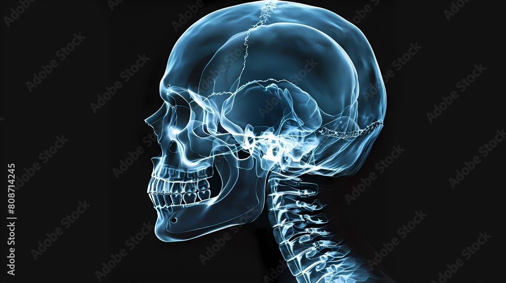 X-Ray image of human skull over dark background, Generative AI ...