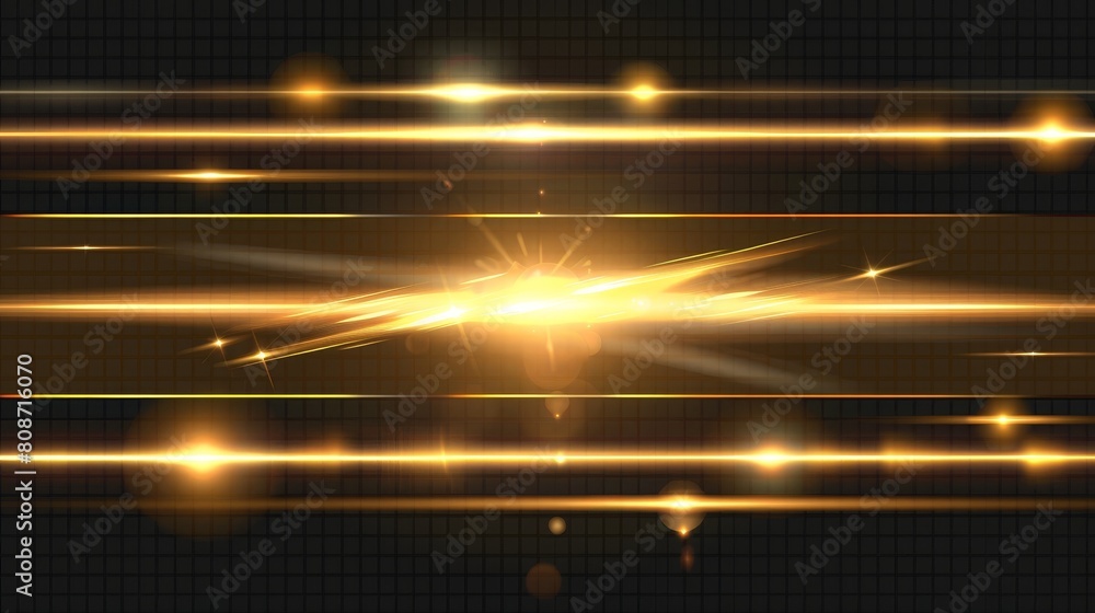 Realistic modern illustration set of glow gold flare burst on ...