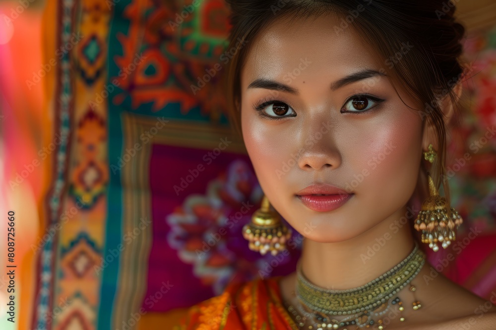 Thai female girl. Body hand balance. Generate Ai Stock Photo | Adobe Stock
