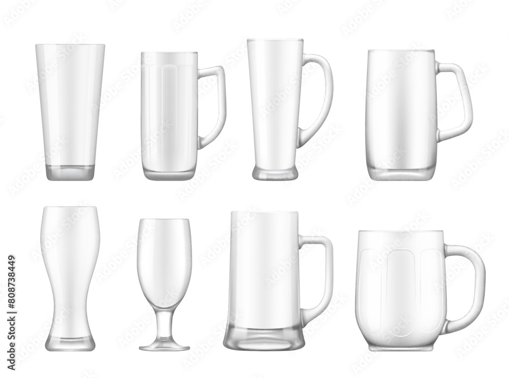 Realistic empty beer glass, tankard or pint cup and mug, isolated ... Realistic empty beer glass, tankard or pint cup and mug, isolated ...