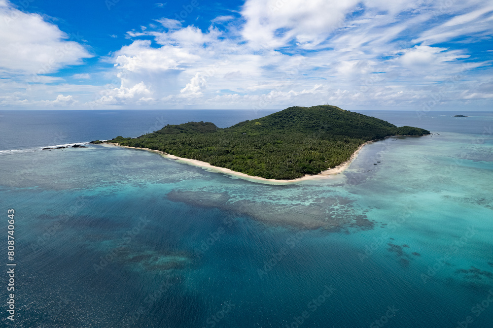 Fiji from above - Aerial view above tropical paradise Island in the ...