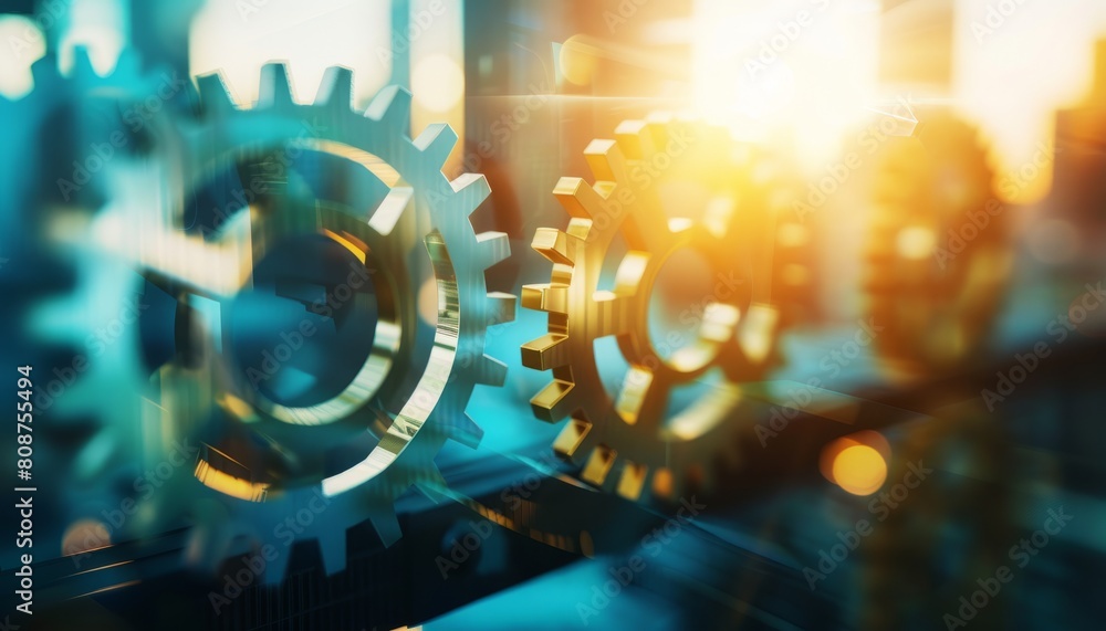 An image of business gears and cogs symbolizing teamwork and ...