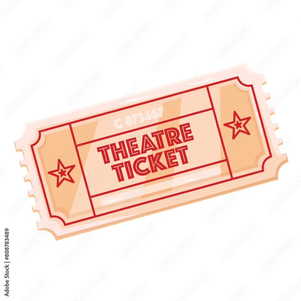 Cartoon ticket to theater performance event. Vintage cardboard coupon ...