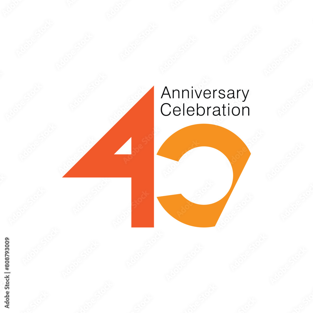 40 Logo, 40th, 40 Years Anniversary Logo, orange colour, Vector ...