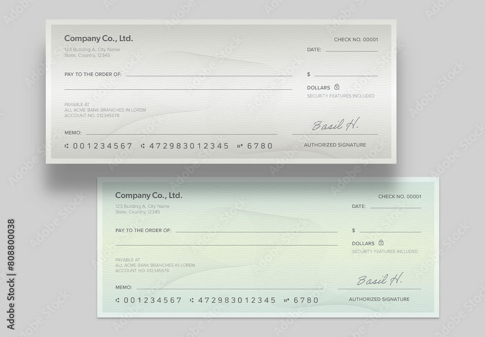 Blank Check / Cheque Layout Stock Template | Adobe Stock