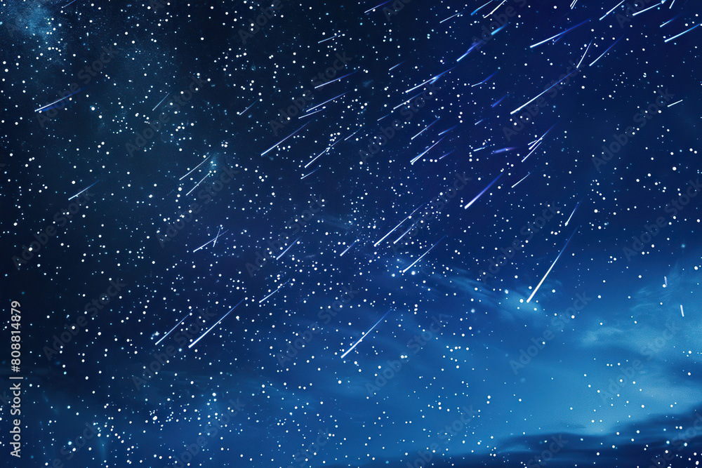 Generative ai on theme of beautiful starfall in sky, bright meteorites ...